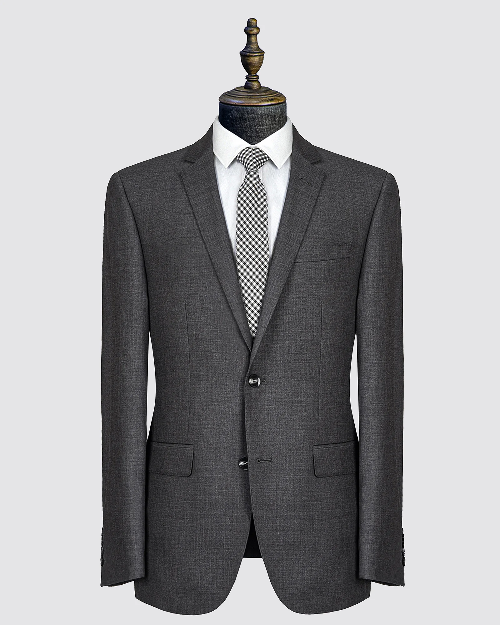 SR D8 Grey Lounge Suit – Black Jacket Suiting